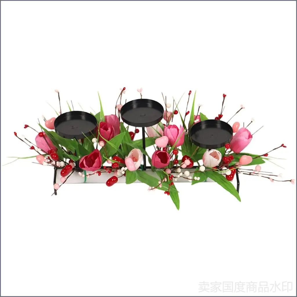 Искусственные тюльпаны с цветочными подсвечниками Tealight, железный подсвечник с отверстием для свечи для свадебных украшений на День Святого Валентина