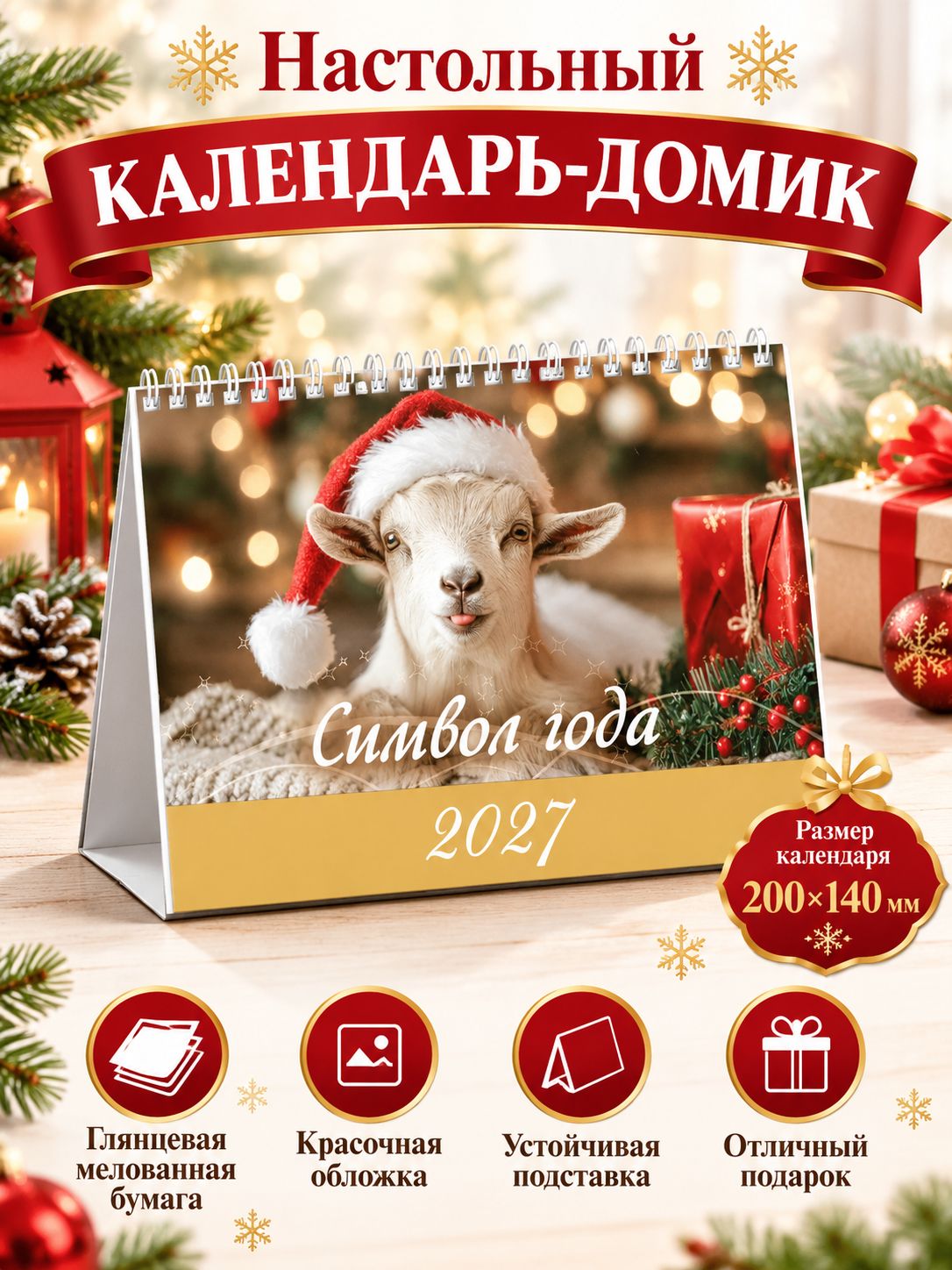 Календарь-домик настольный перекидной на гребне 2027 Символ года 200х140