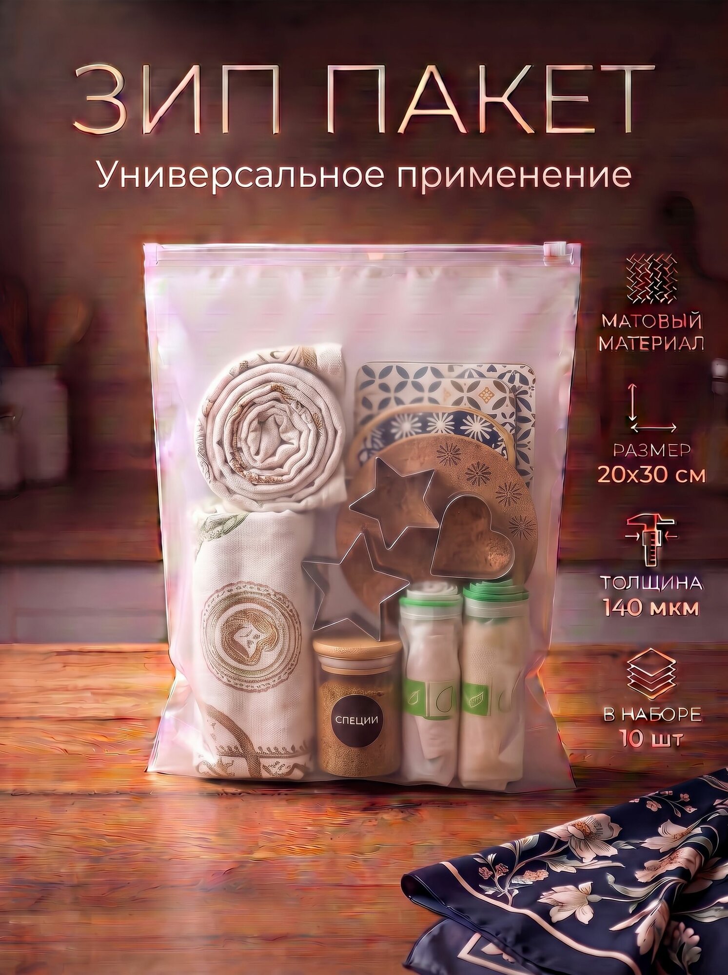 Zip пакеты с бегунком 20x30 10шт