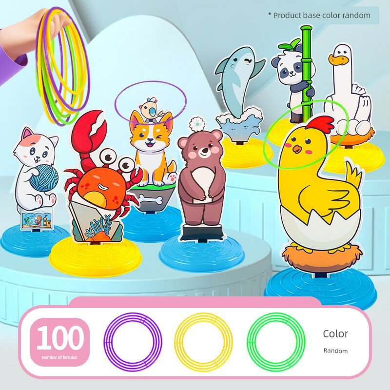 Набор для игры в кольца с 8 животными и 100 кольцами, большой развивающий подарок для детей, занятия дома и на улице