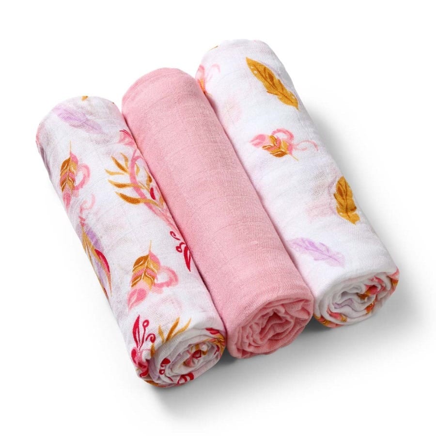 Пеленка BabyOno Natural Bamboo, розовый, 70x70 см, 3 шт