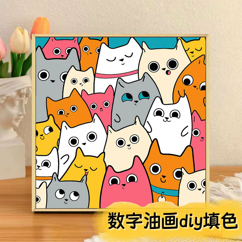 Набор для раскраски по номерам Динозавр 20x20см Холст с акриловыми красками и кистями DIY Декор [Модель: M750]