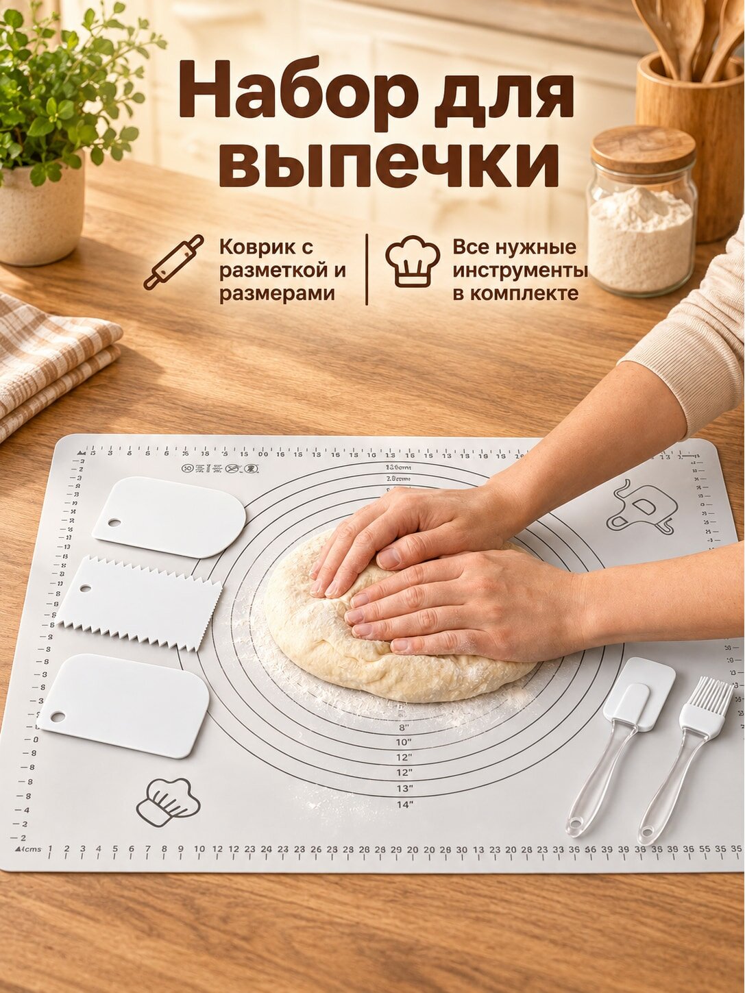 Доска для скручивания чая "Силиконовый коврик с разметкой", 60 см х 40 см, 6 шт