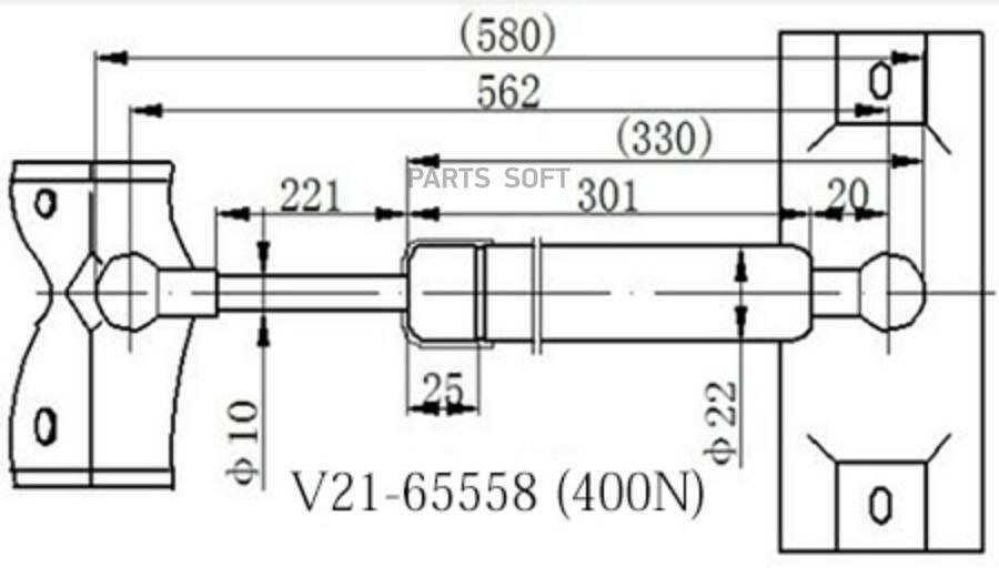 Амортизатор багажника JETT V21-65558 JETT арт. V21-65558