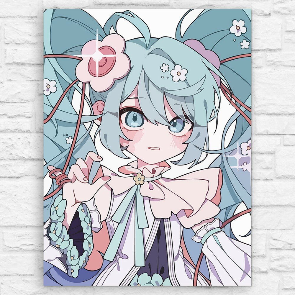 Картина по номерам на холсте аниме мику хацунэ (вокалоид, синаморолл, девушка) - 14915 60х80