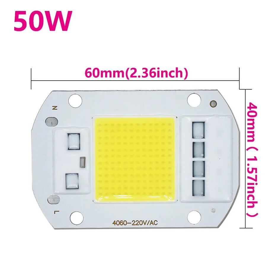 Светодиодный модуль 50W, 60x40mm, Cold white