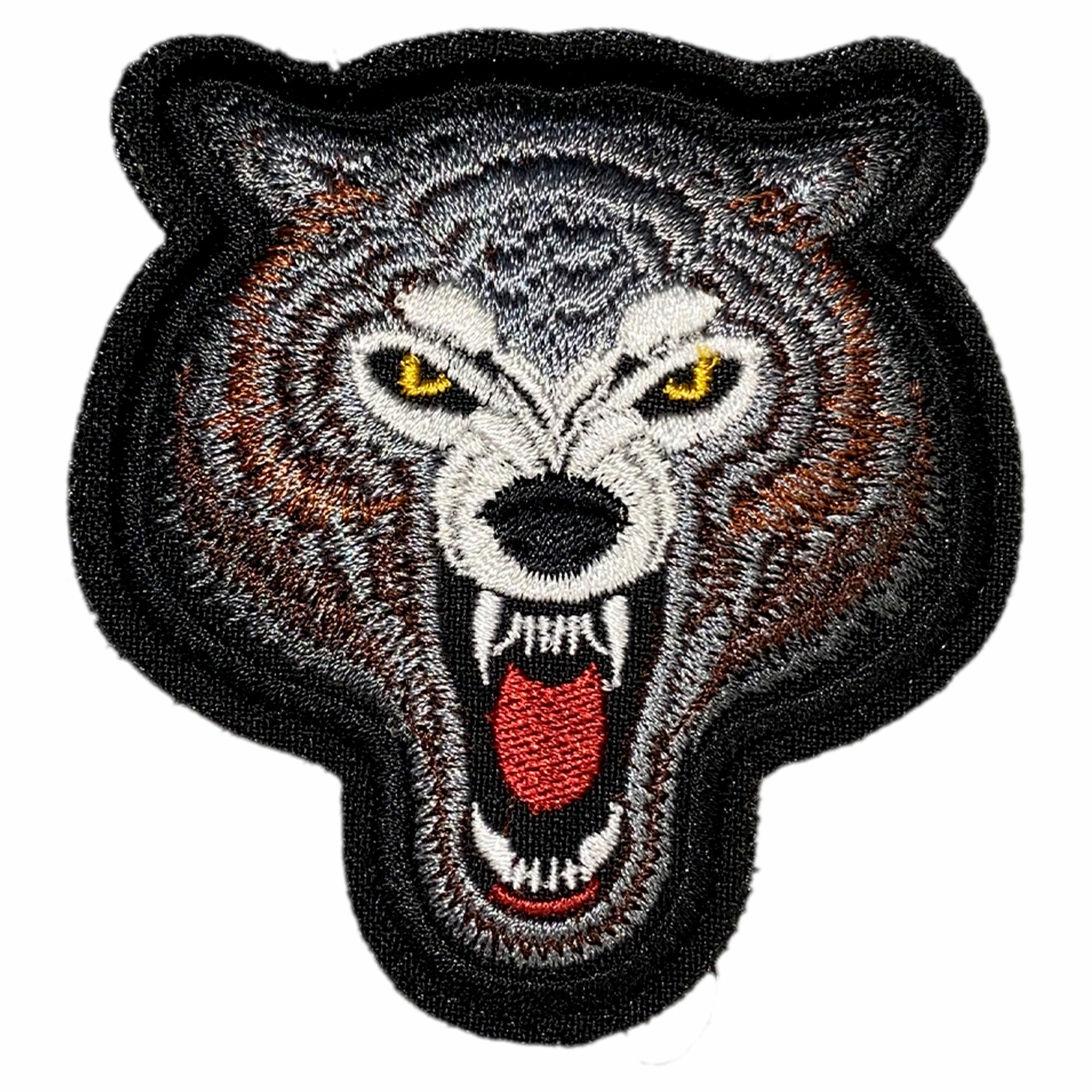 Нашивка, шеврон, патч (patch) на липучке Волк оскал, размер 8*7,5см