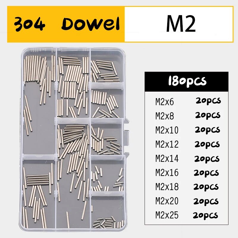 Набор дюбелей-штифтов из нержавеющей стали M1.5-M8 M2