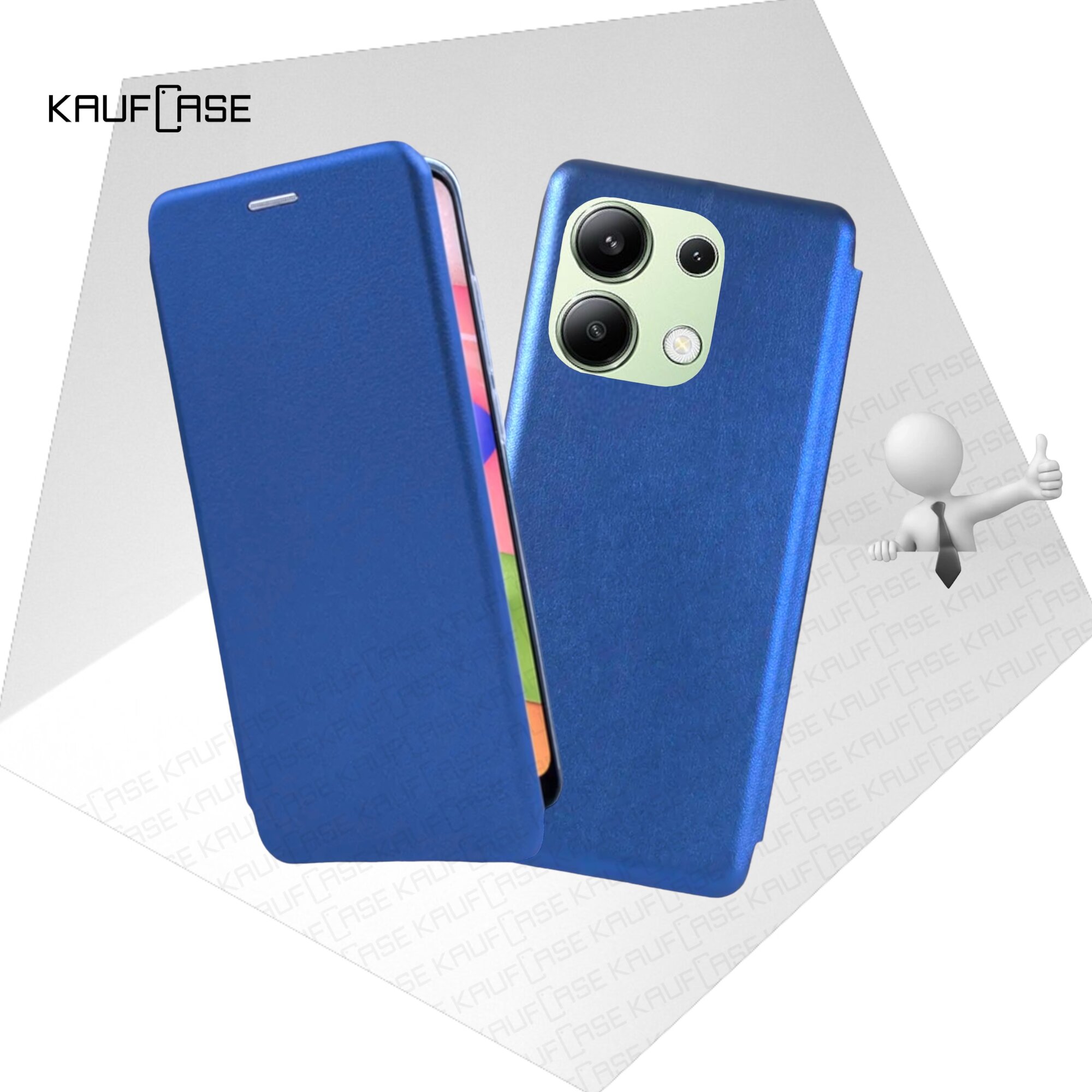 Чехол книжка для телефона Xiaomi Redmi Note 13 4G (6.67"), синий. Текстура под кожу