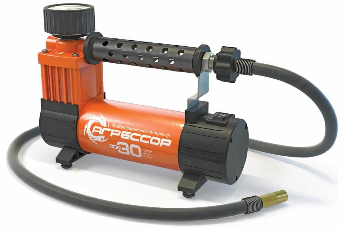 Агрессор AGR-30 Металлический автомобильный компрессор 12В 140Вт для шин и подкачки