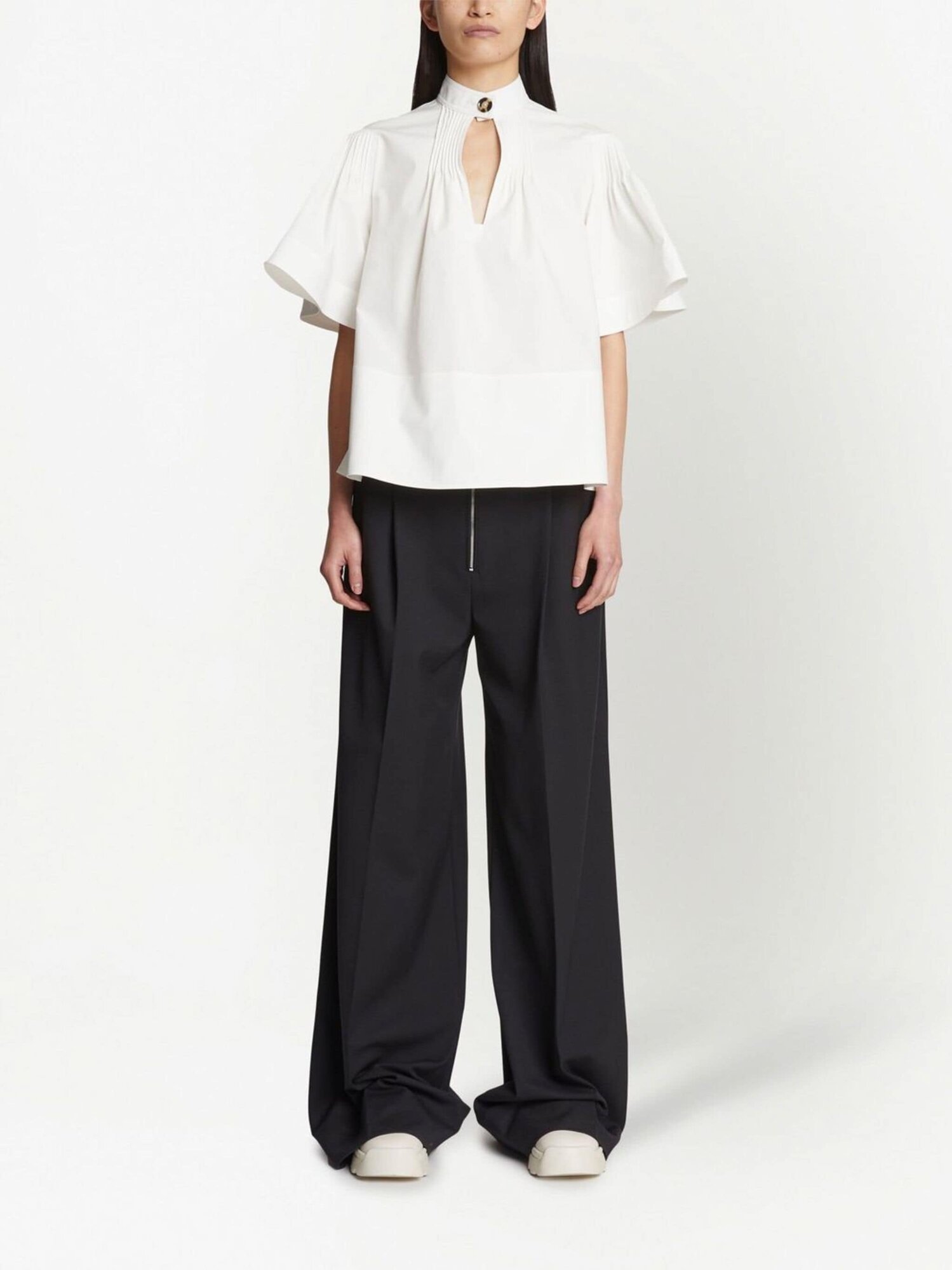 Блуза Proenza Schouler Pintuck-detail flared blouse, размер 0, белый — фото 1