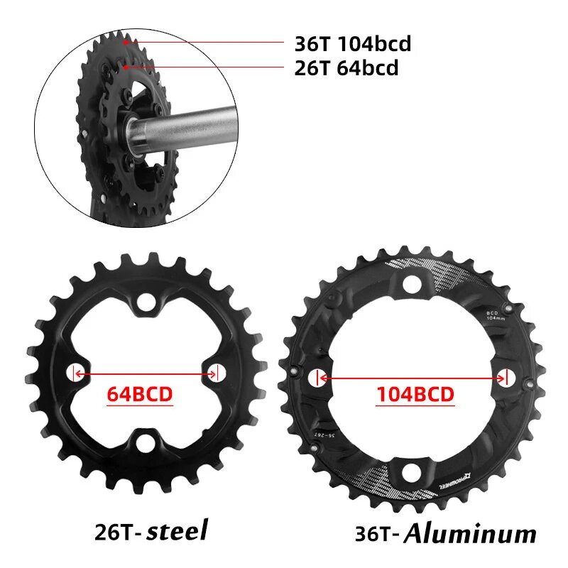 PROWHEEL Звезда 26T/36T 64/104 BCD