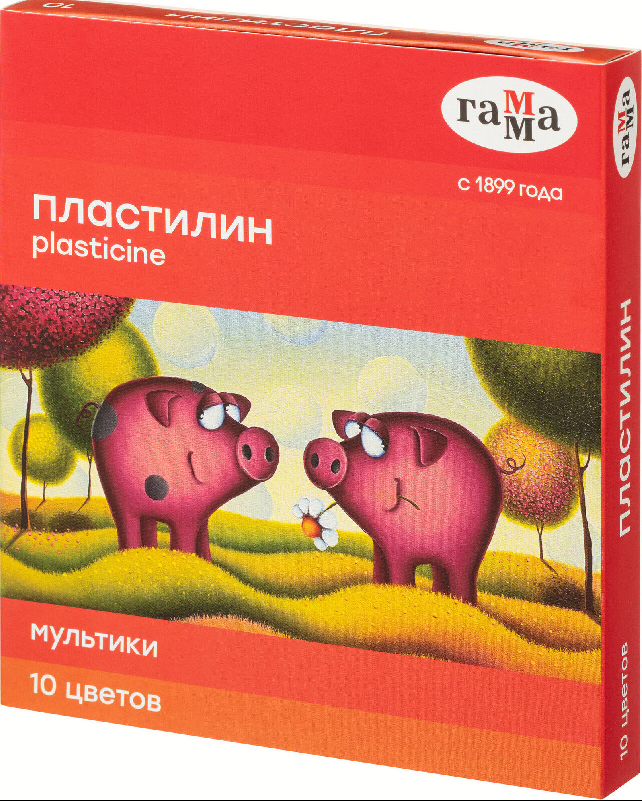 Пластилин 10 цветов 200 г, Гамма "Мультики", со стеком, картонная упаковка 280017