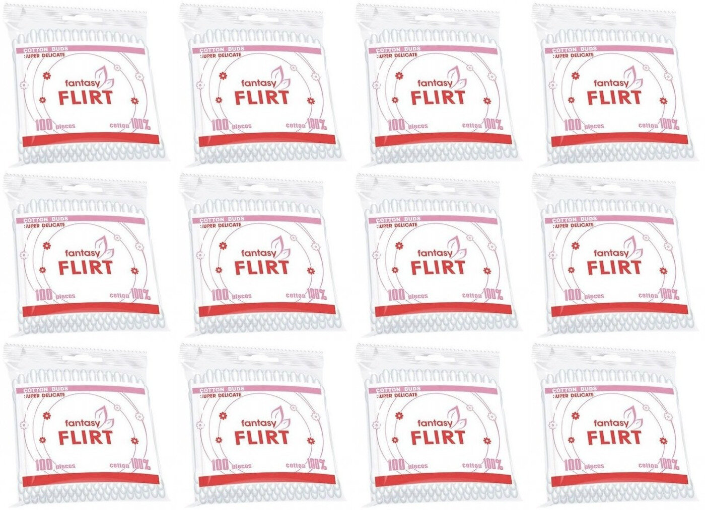 FLIRT fantasy Ватные палочки ZIP упаковка 100шт, 12 уп.