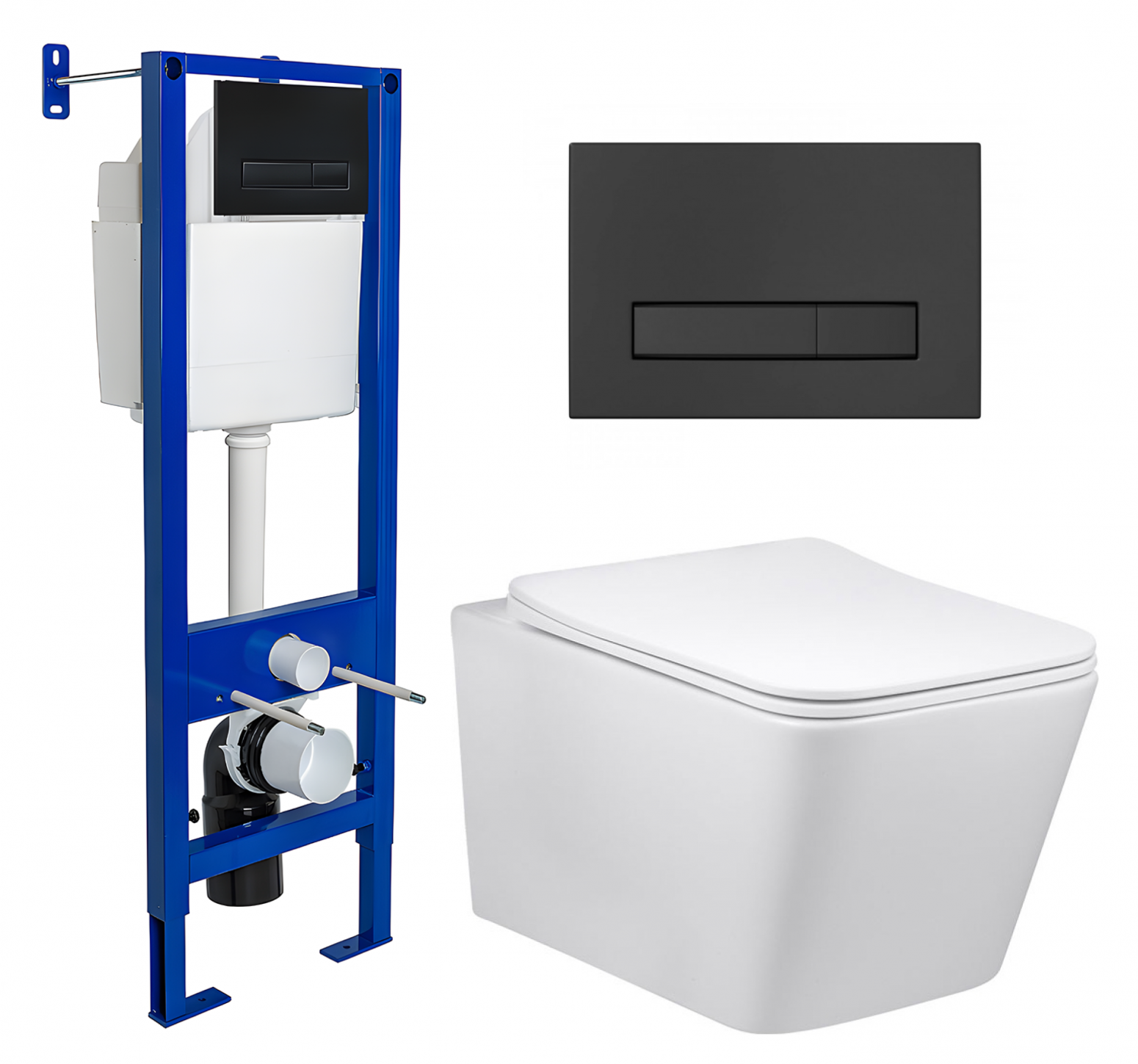 Комплект 3 в 1 инсталляция Berges Wasserhaus Atom Line 410 + Унитаз Vincea Q-Line VT1-12 + кнопка черная