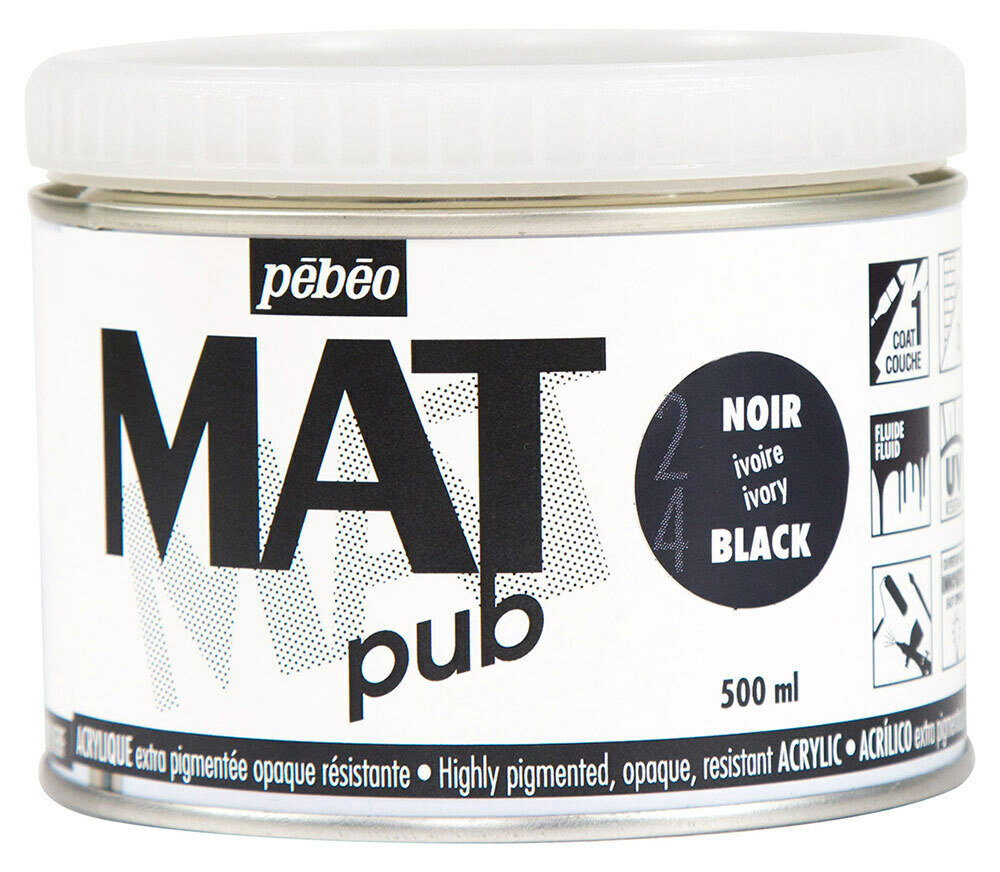 Краски акриловые "PEBEO" экстра матовая Mat Pub №1 500 мл 257024 черный