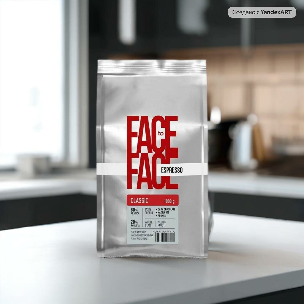 Кофе в зернах Face to Face Classic, робуста/арабика средней обжарки, 1кг