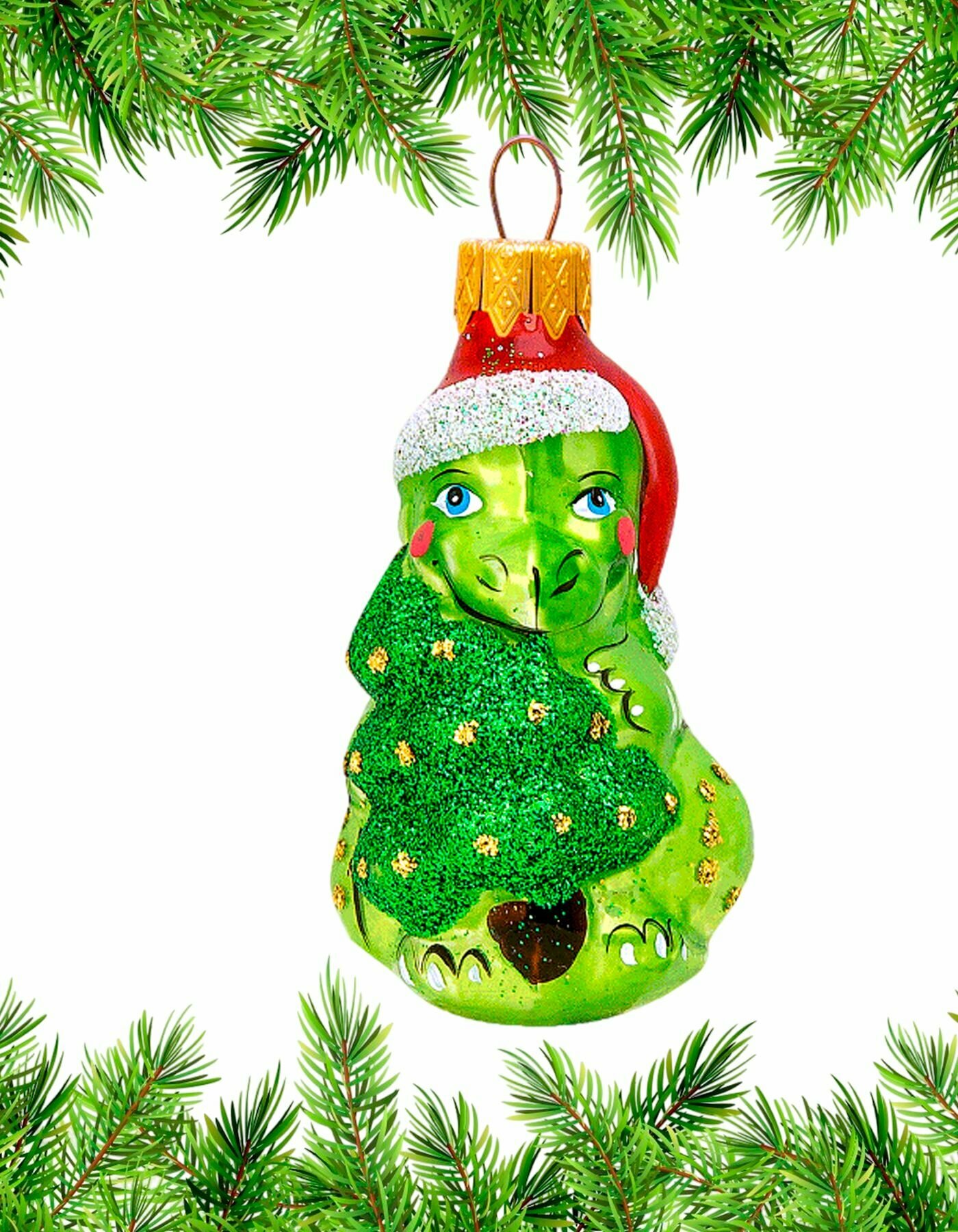 Игрушка на елку Дракончик с елочкой 6.5см