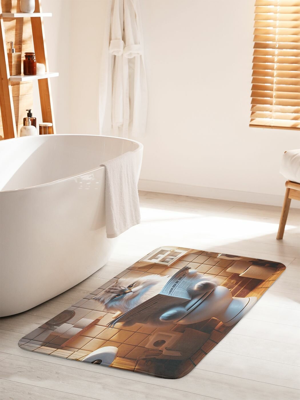 Коврик для ванной комнаты и туалета противоскользящий "Кот отдыхает" 60х100 см, JoyArty