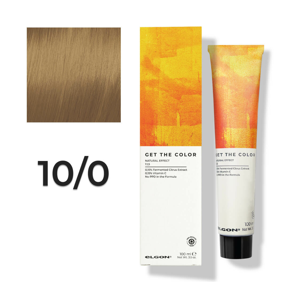 Стойкая краска для волос профессиональная Elgon Get the Color New 10/0 Светлый блонд Интенсивный , 100 мл