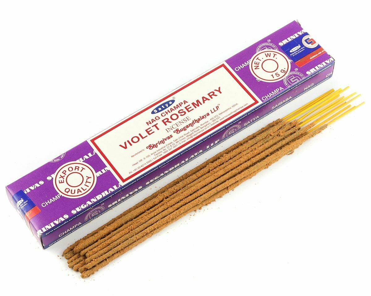 Nag Champa VIOLET ROSEMARY Incense, Satya (Благовония НАГ чампа фиалка розмарин, Сатья), 15 г.