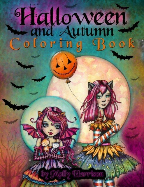 Harrison Molly "Halloween and Autumn Coloring Book by Molly Harrison: A Halloween coloring book featuring 25 pages of line art to color! Witches, Vampires, and More!"