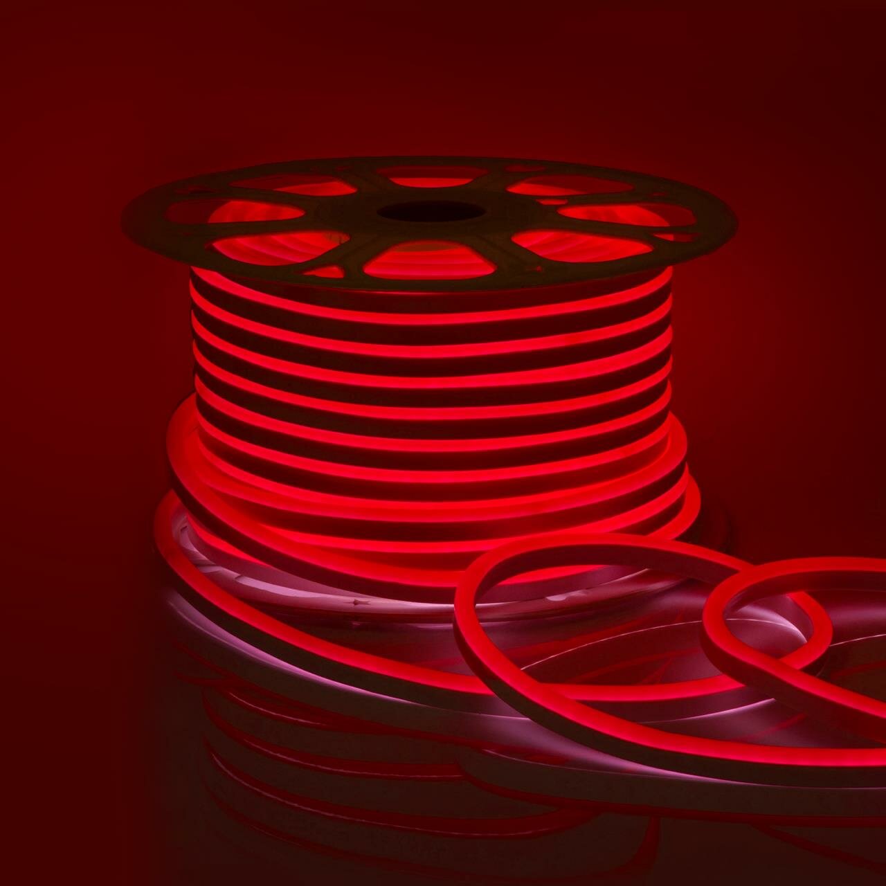 10-213 Светодиодный неон (2 стор.),220В, 6Вт м, SMD2835,108д м, IP65,150Лм м, кат.50м,8x16 мм, красный