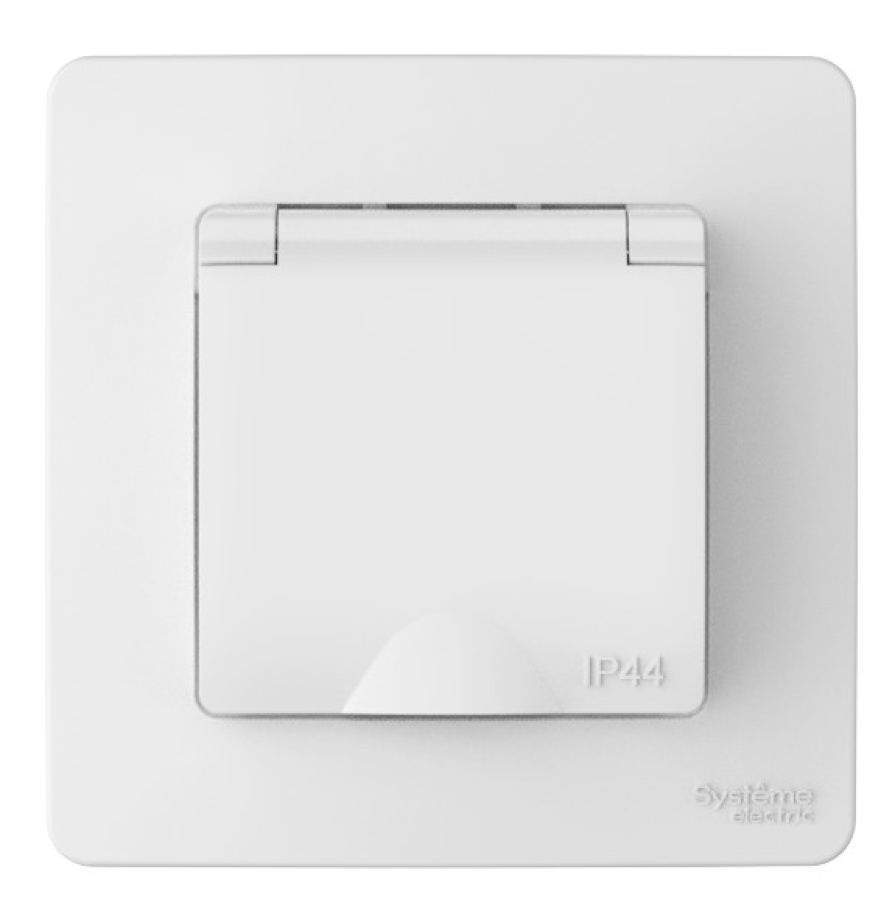 Розетка силовая штепсельная Systeme Electric / Систем Электрик Blanca СУ, 16А 250В IP44 белый, с заземляющим контактом, шторкой и крышкой, BLNRS441111 / электрооборудование