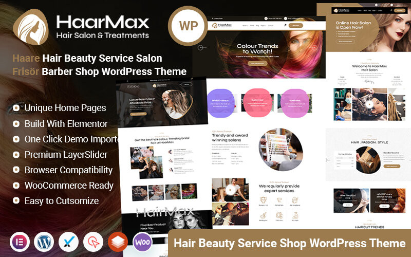 Подарочный сертификат на Шаблон для сайта Вордпресс с демоконтентом Haarmax - Hair Beauty Salon Hairdresser Barber Shop Theme WordPress