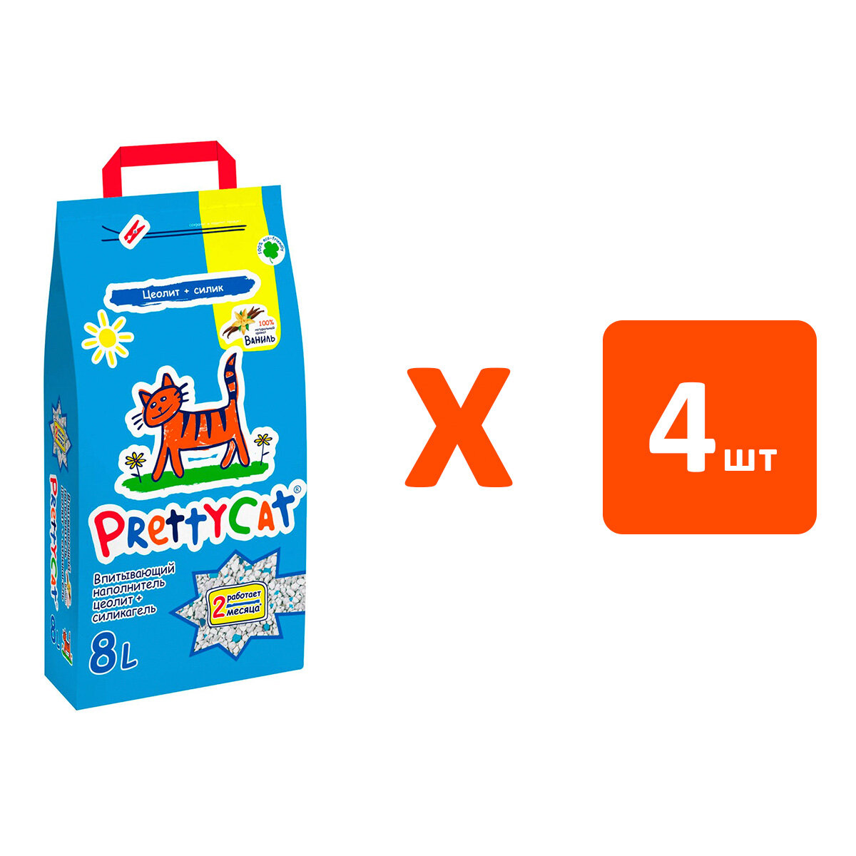 PRETTY CAT AROMA FRUIT наполнитель впитывающий для туалета кошек с део-кристаллами (4 кг х 4 шт)