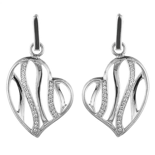 Серьги, серебро, 925 проба, фианит