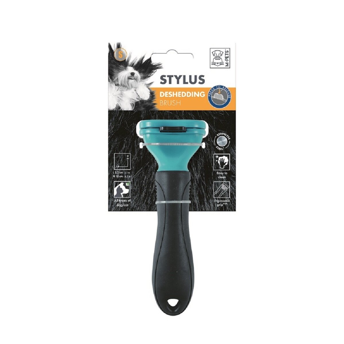 M-PETS Щетка-дешеддер для вычесывания кошек и собак, S 5,5x16 см