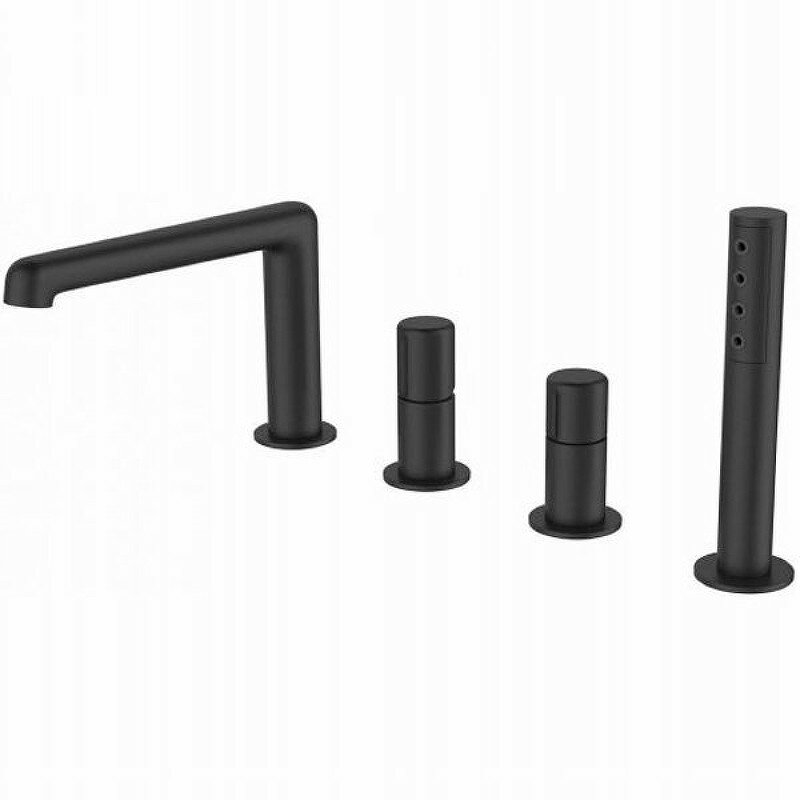 Смеситель на борт ванны BelBagno Uno UNO-BVD4-NERO Черный матовый латунь