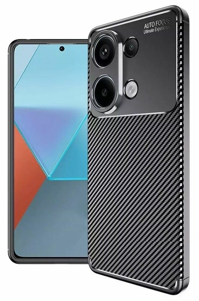 Чехол на Xiaomi Redmi Note 13 Pro 4G силиконовый под карбон чёрный