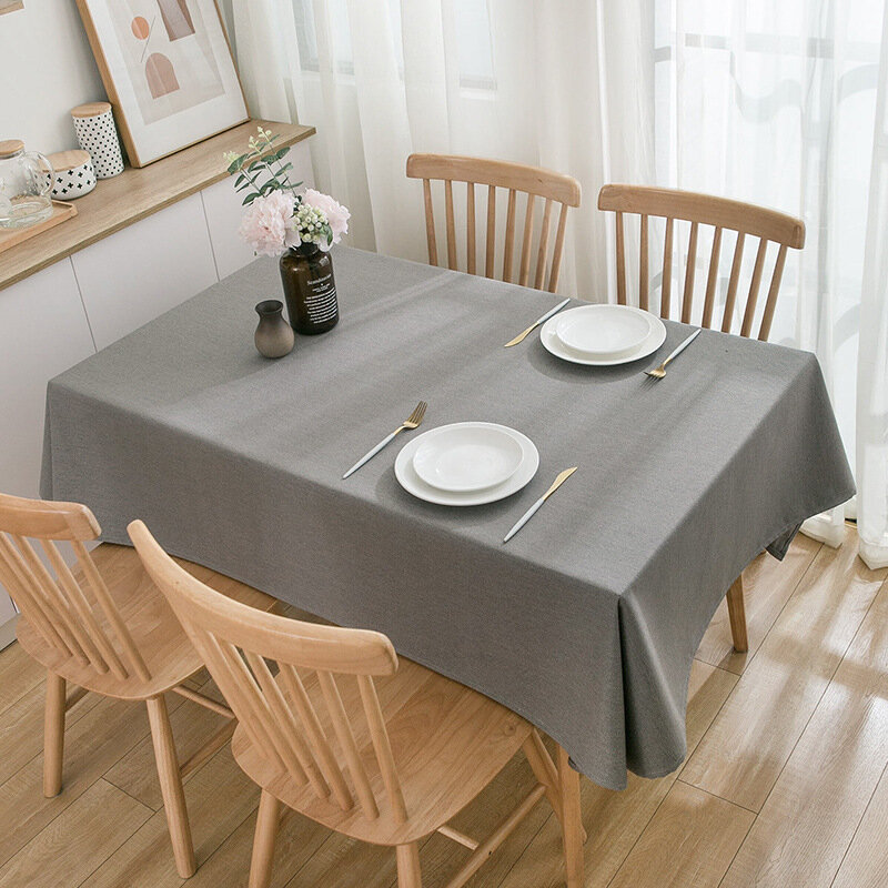 Толстая хлопковая льняная ткань, однотонная скатерть, большая скатерть для конференц-стола, современная льняная скатерть, простая однотонная скатерть для обеденного стола