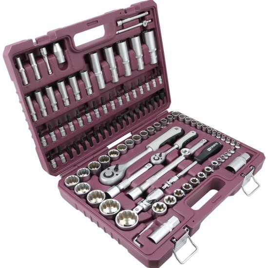 Набор инструмента Thorvik универсальный 1/4", 1/2"DR с головками торцевыми 12-гранными, 108 предметов