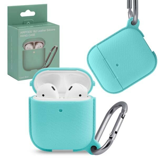 Чехол AirPods 1/2 leather Silicone coast blue