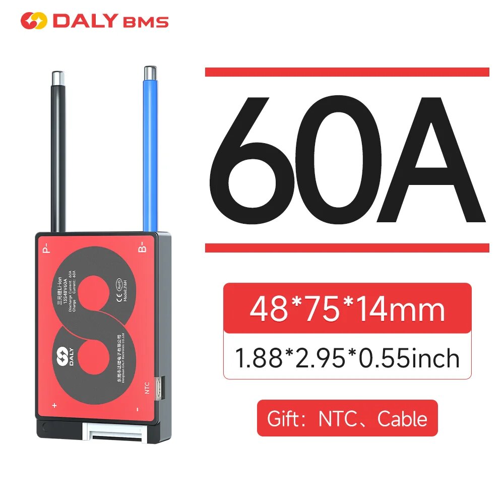 DALYBMS BMS для электровелосипеда 16С, 60A NTC, 3,2 В