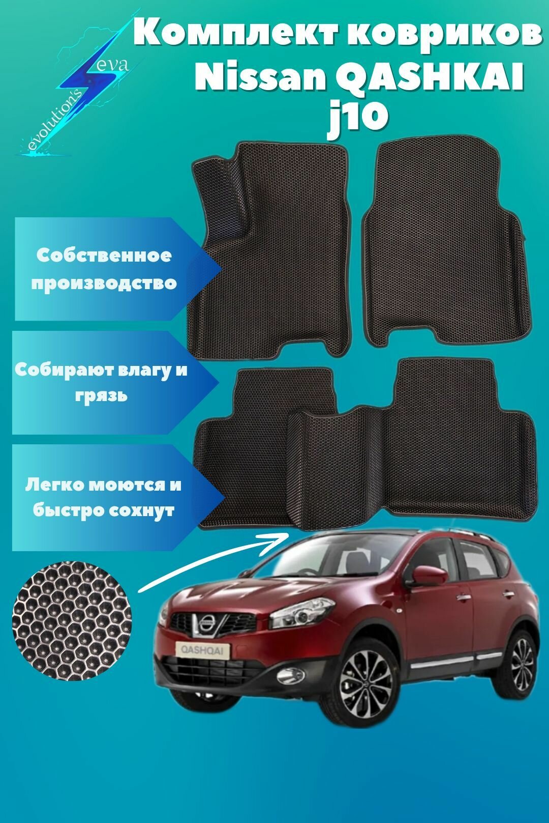 Автомобильные ковры с бортами EVA для NISSAN QASHKAI J10 (2006-2013)
