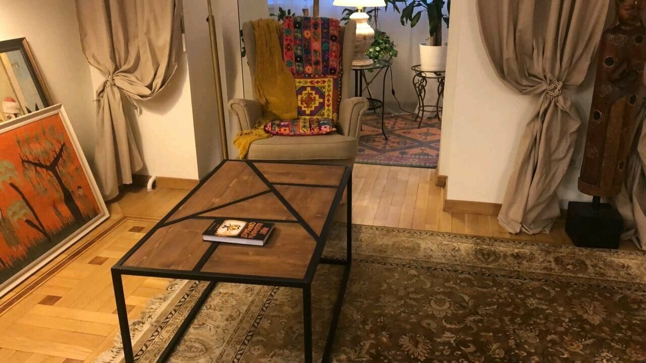 Стол "EasyLOFT" в стиле лофт, для гостиной, журнальный, массив дуба, 100х50х50 см.