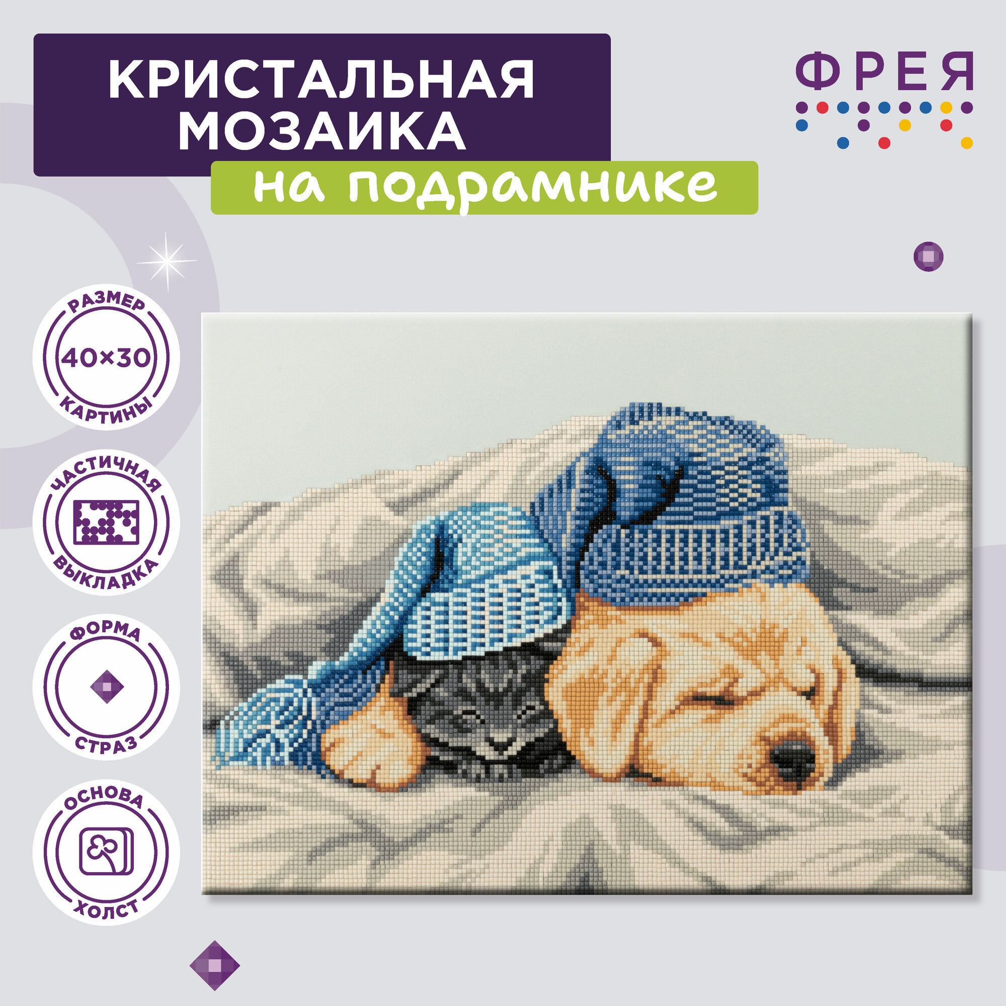 Алмазная (кристальная) мозаика с холстом на подрамнике 30 х 40 см "фрея" ALPD-048 "Сонное царство"
