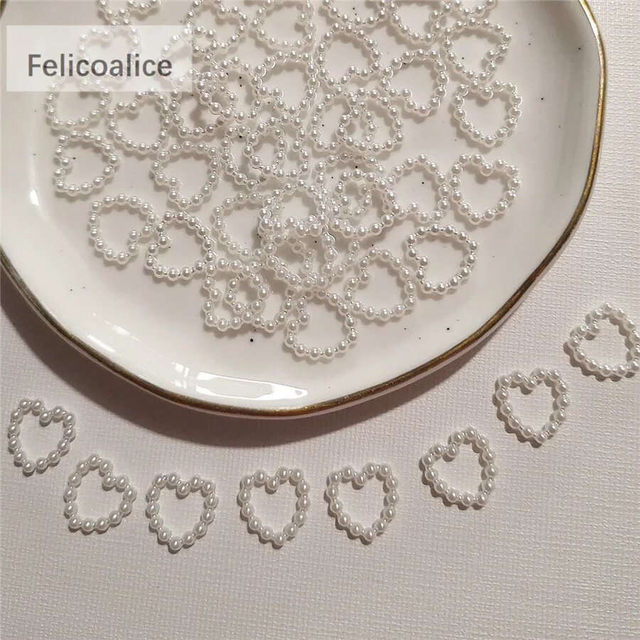 Жемчужные кабошоны сердечки, 100шт, Felicoalice