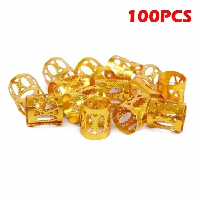 Металлические кольца для плетения волос 100pcs Gold 00
