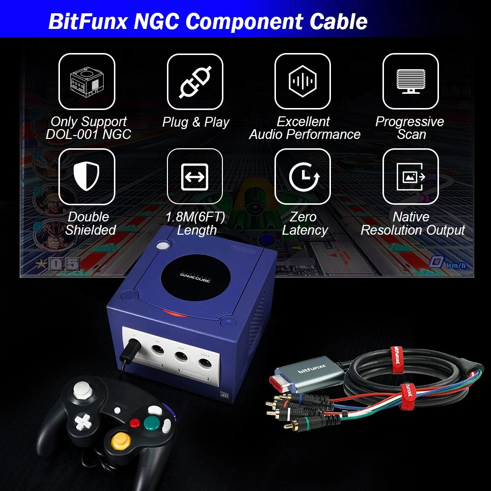 BitFunx Компонентный кабель для Nintendo GameCube 5RCA — фото 1
