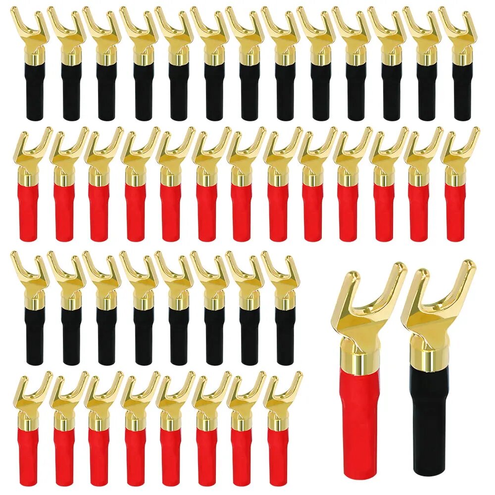 Hi-Fi вилки типа «банан», Y-образный позолоченный штекер для акустического усилителя, кабель с винтовым замком, Hi-Fi аудиоразъем для провода динамика