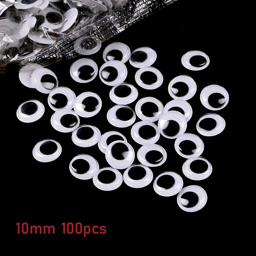 Глазки для кукол, черные, пластик, 100 шт 10mm
