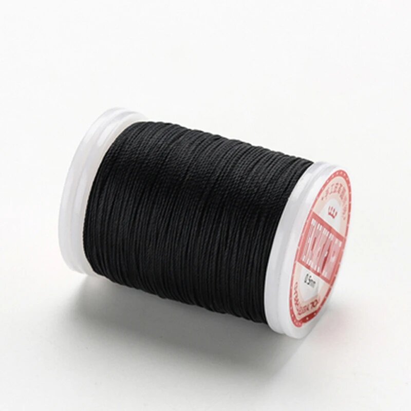 Вощеная нить для кожи, полиэстер, 0,4 мм 0,6 мм, Черный, 7-Black