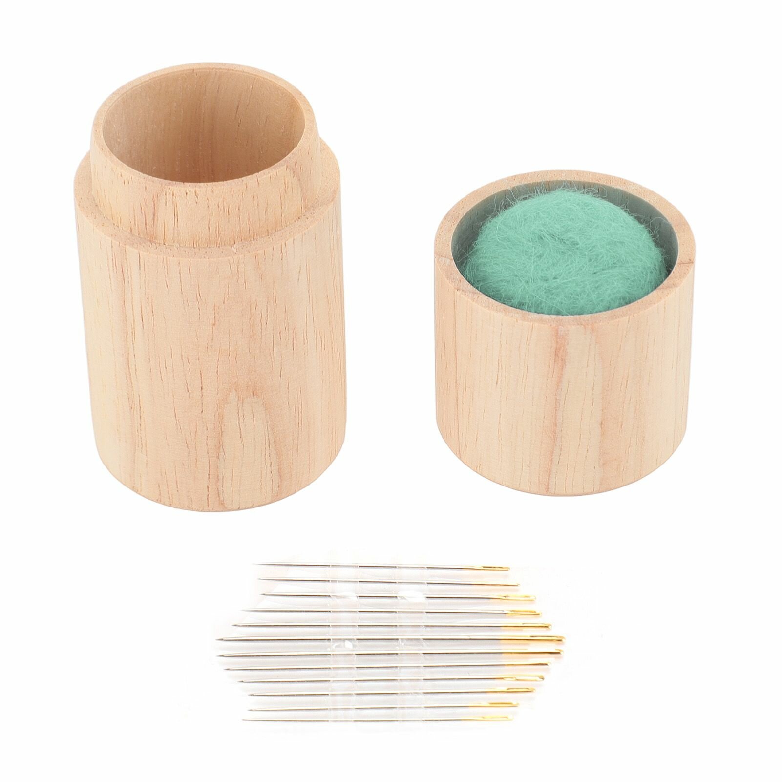 Деревянный шприц для хранения игл для ручного шитья, портативная игольная вставка мятно-зеленого цвета + игла для вышивания