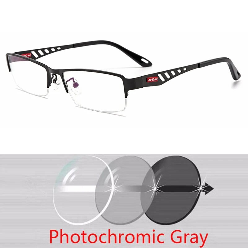 Фотохромные очки BINSYSU, серые, black frame gray, +175