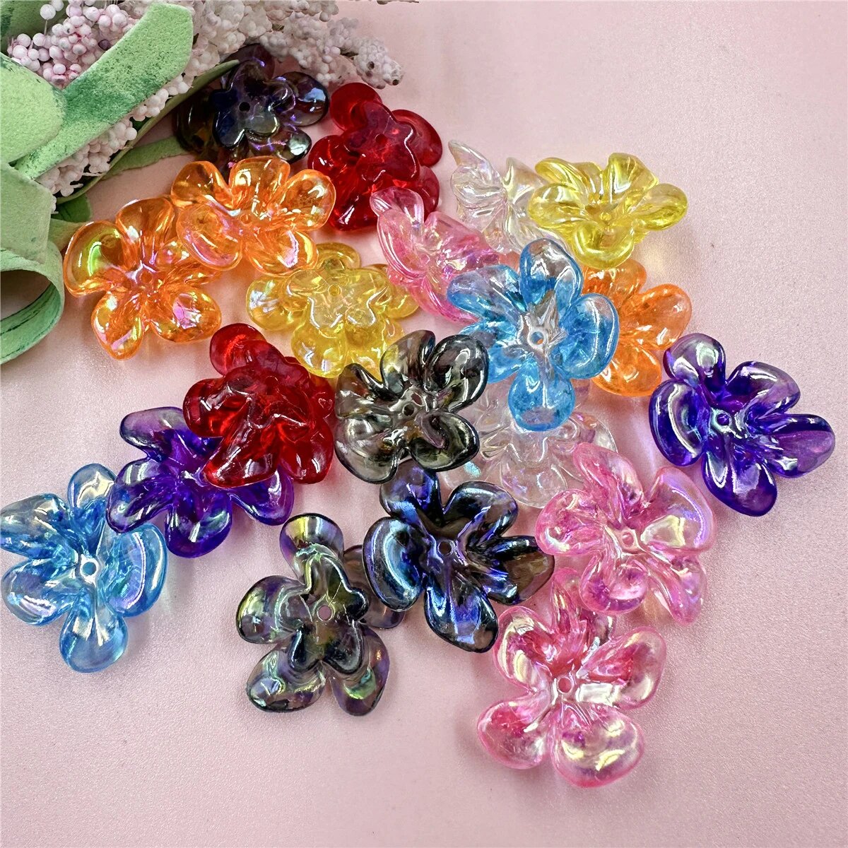 Бусины цветки акриловые, Multi flower, 23.6 мм, 10 шт.